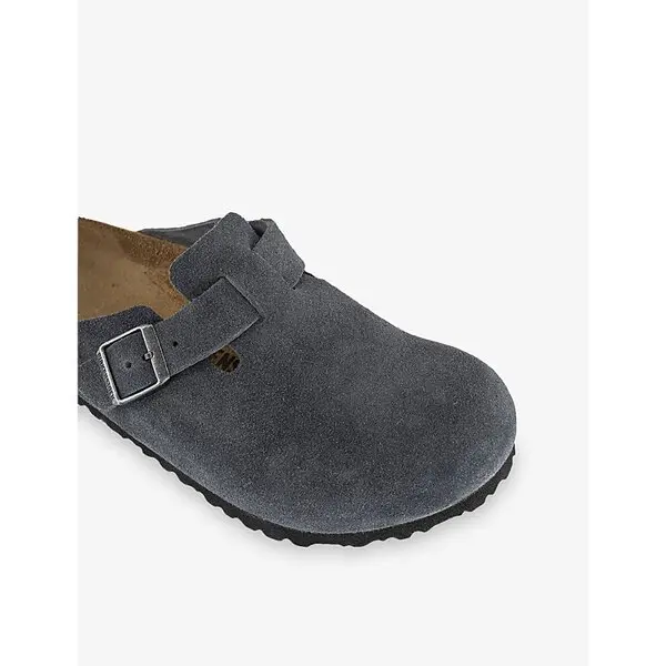 BIRKENSTOCK Boston Suede Clogs - Charcoal