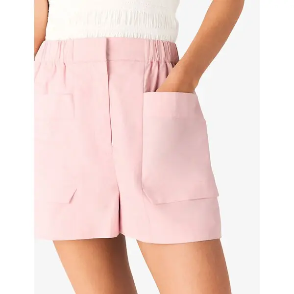 Maje Brand-embroidered Elasticated-waist Cotton Shorts