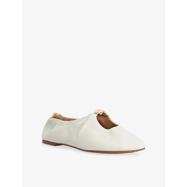 DUNE Havella Leather Ballet Flats - White Leather