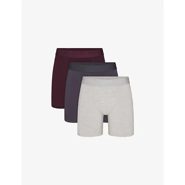 SKIMS Branded-waistband Pack Of Three Stretch-jersey Boxer Briefs - Raven Multi