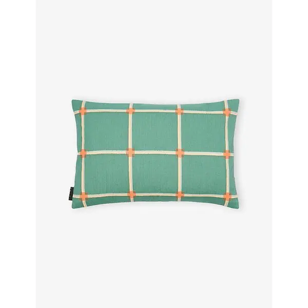 THE CONRAN SHOP Cuba Checked Cotton Cushion - Green