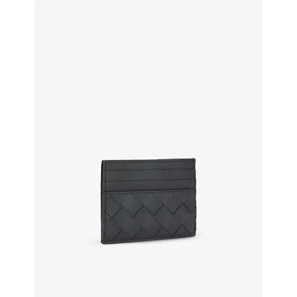 Bottega Veneta Double-faced Woven Leather Card Holder - Black Silver