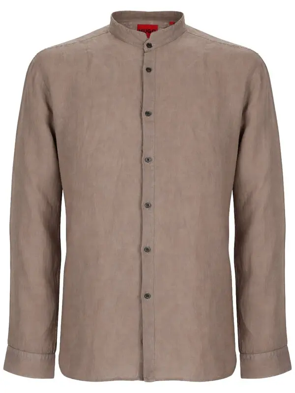 Hugo Camicia In Lino - Brown