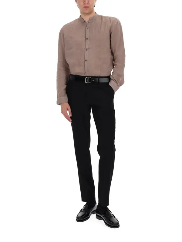 Hugo Camicia In Lino - Brown