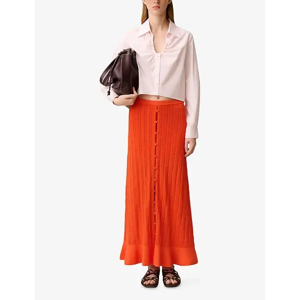 Claudie Pierlot Crochet Maxi Skirt - Orange