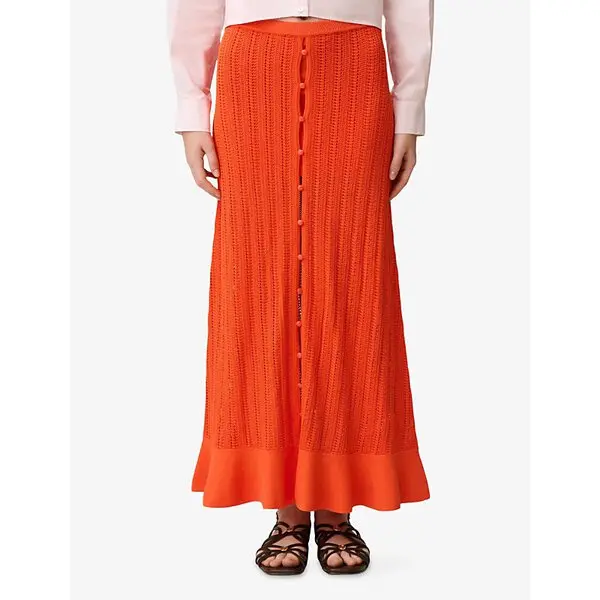Claudie Pierlot Crochet Maxi Skirt - Orange