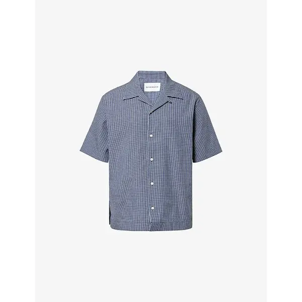 Givenchy Appliqué-logo Gingham Cotton Bowling Shirt - White/blue