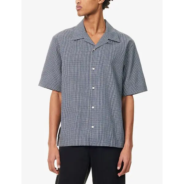 Givenchy Appliqué-logo Gingham Cotton Bowling Shirt - White/blue