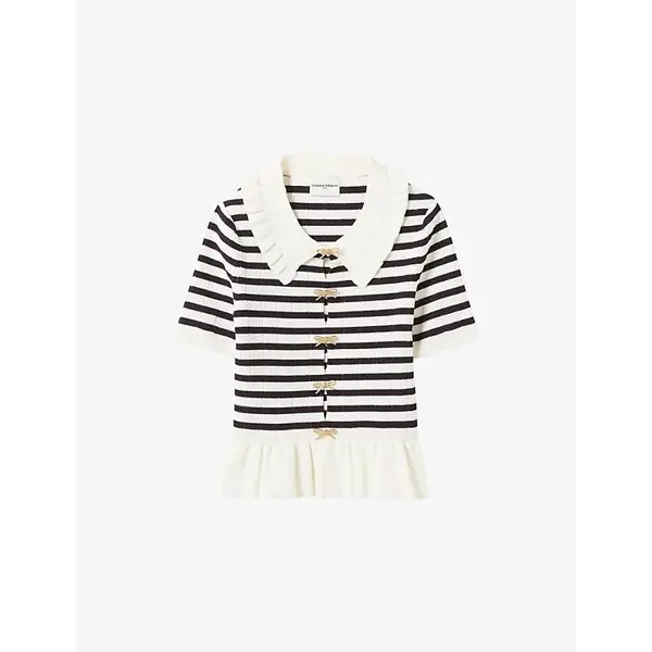 Claudie Pierlot Striped Frill-collar Knit Jumper - Dual-color