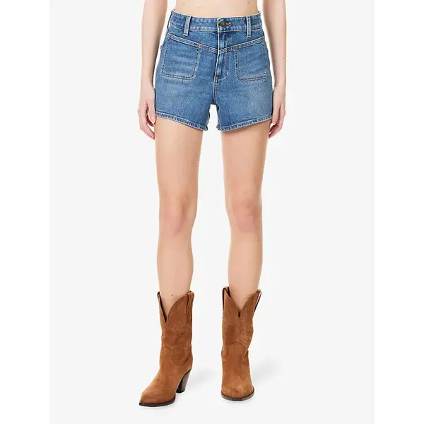 Paige Dani Stitched-pocket Denim Shorts - Sete