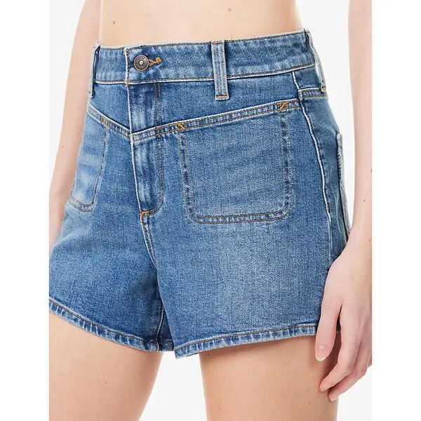 Paige Dani Stitched-pocket Denim Shorts - Sete