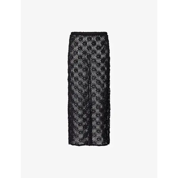 Dissh Agnes Crochet Column Midi Skirt - Black