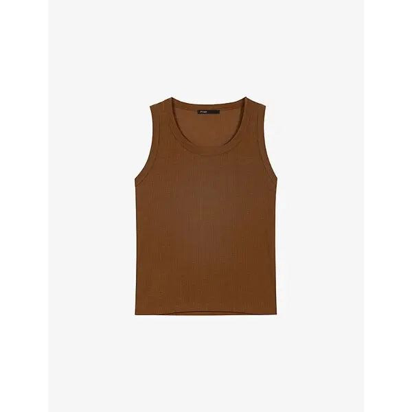 Maje Ribbed Lyocell Vest Top - Brown