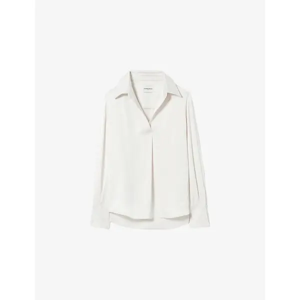 Claudie Pierlot Collared Relaxed-fit Woven Blouse - Ivory