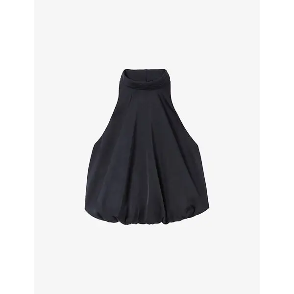Claudie Pierlot Sleeveless Open-back Satin Top - Navy