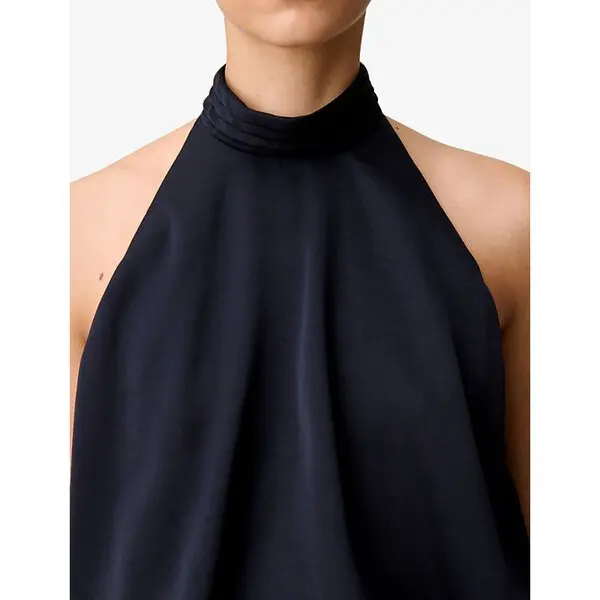 Claudie Pierlot Sleeveless Open-back Satin Top - Navy