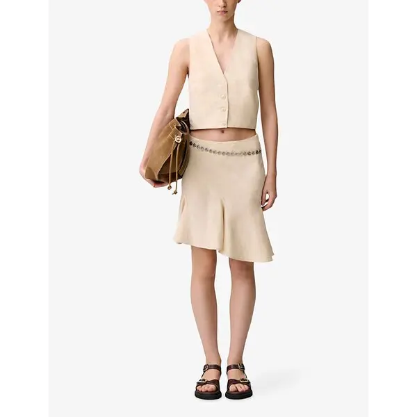 Claudie Pierlot V-neck Cropped Woven Waistcoat