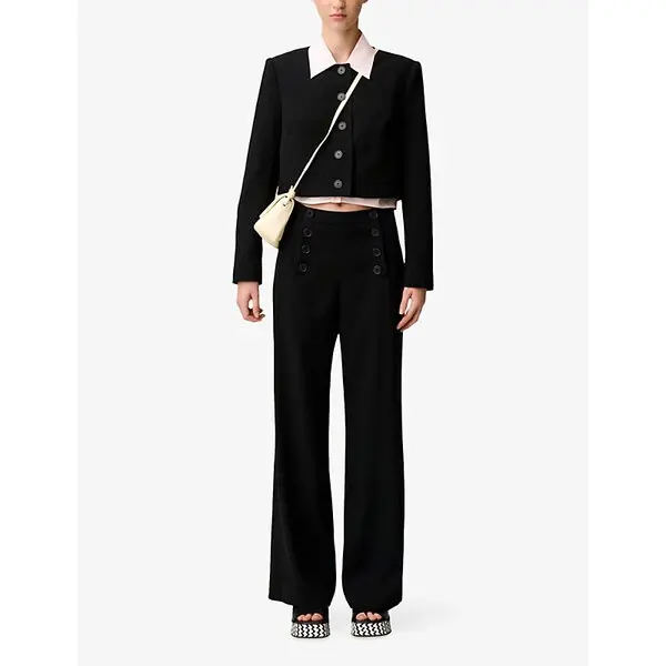 Claudie Pierlot High-rise Wide Leg Trousers - Black
