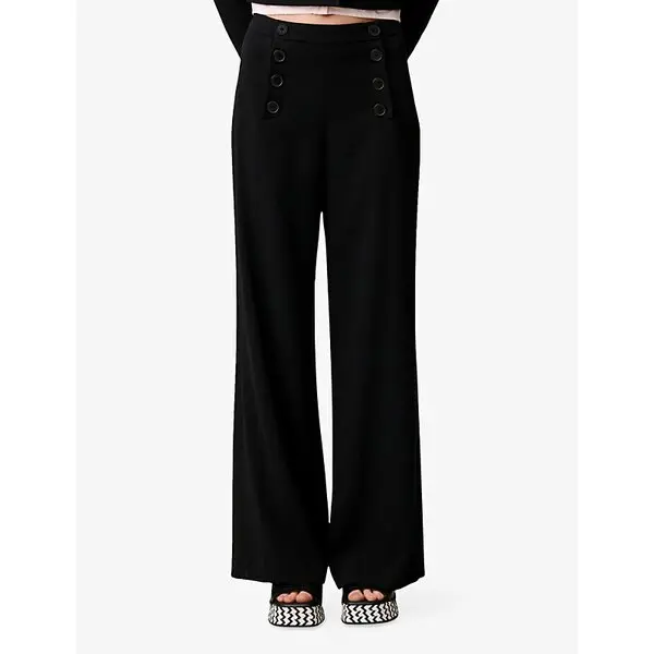 Claudie Pierlot High-rise Wide Leg Trousers - Black
