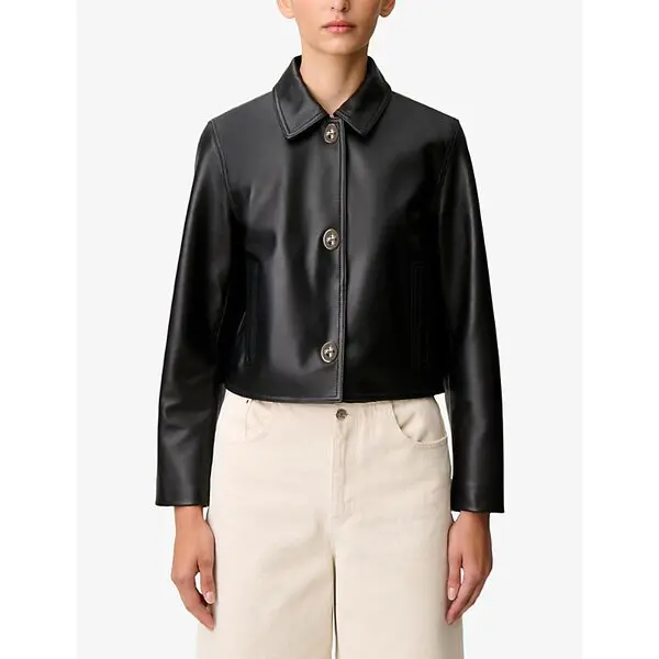 Claudie Pierlot Clasp-front Leather Jacket - Black