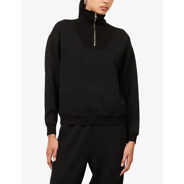 NOW YOU LIVE Rutland High-neck Stretch-woven Sweatshirt - Black