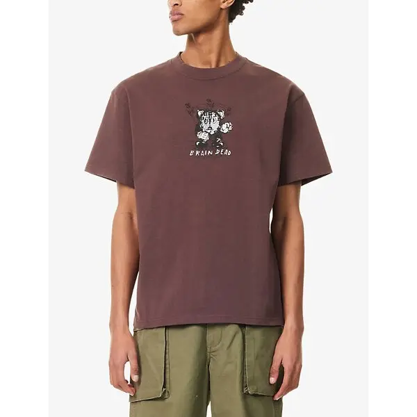BRAIN DEAD Time Is Nigh Logo-print Cotton T-shirt