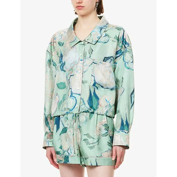 Givenchy Graphic-print Cropped Silk Shirt