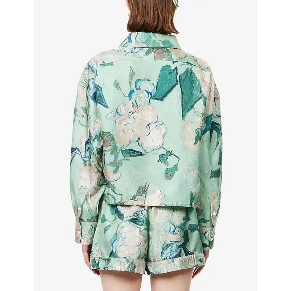 Givenchy Graphic-print Cropped Silk Shirt