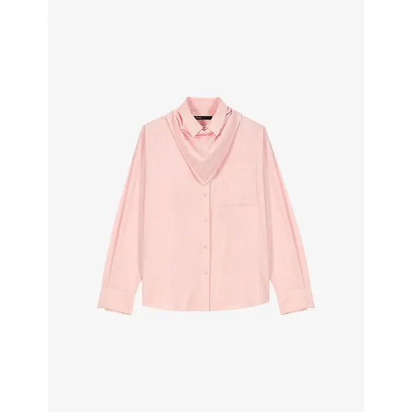 Maje Detachable-scarf Long-sleeved Cotton Shirt