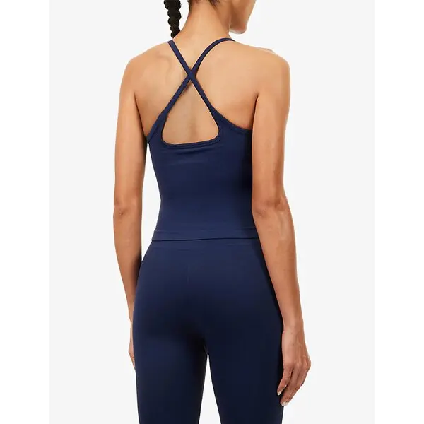 ADANOLA Classic Seamless Cross-back Tank Top - Navy Blue