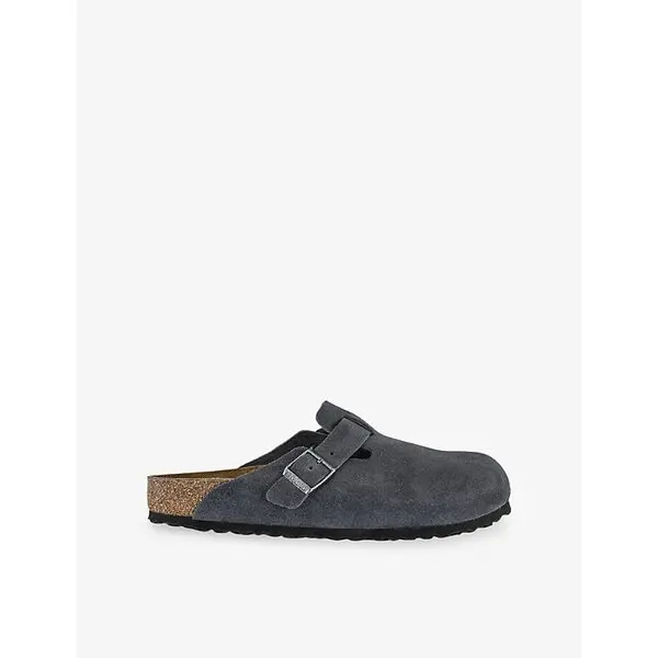 BIRKENSTOCK Boston Suede Clogs - Charcoal