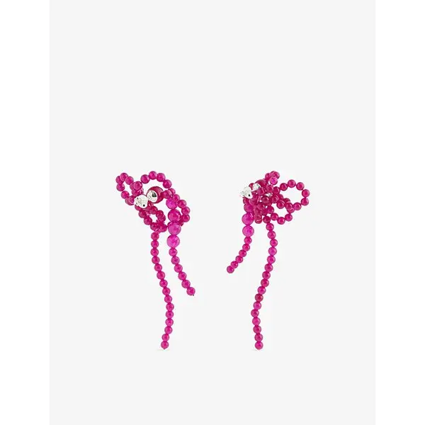 Completedworks Chalcedony Beaded Drop Earrings - Silverfuschia