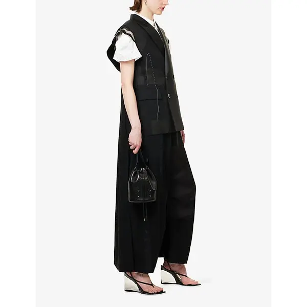 Sacai Sleeveless Wool And Organza Jacket