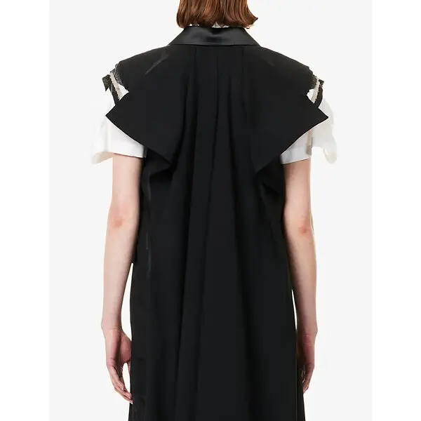 Sacai Sleeveless Wool And Organza Jacket