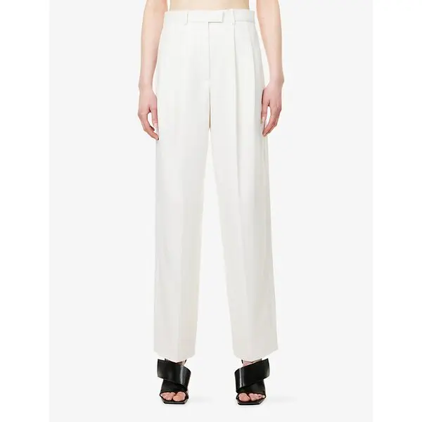 Givenchy Double-pleat Straight-leg Wool-blend Trousers - White