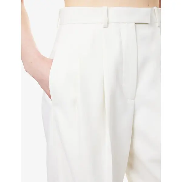 Givenchy Double-pleat Straight-leg Wool-blend Trousers - White
