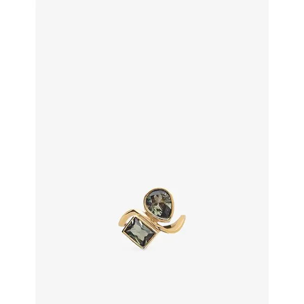 Maje Asymmetric Brass And Zirconia Ring - Gold