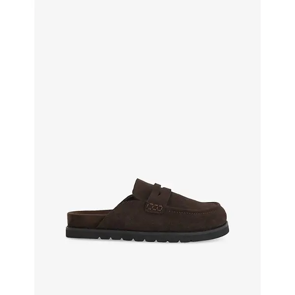 DUNE Suede Mule Loafers - Brown Suede