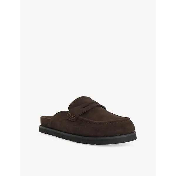 DUNE Suede Mule Loafers - Brown Suede