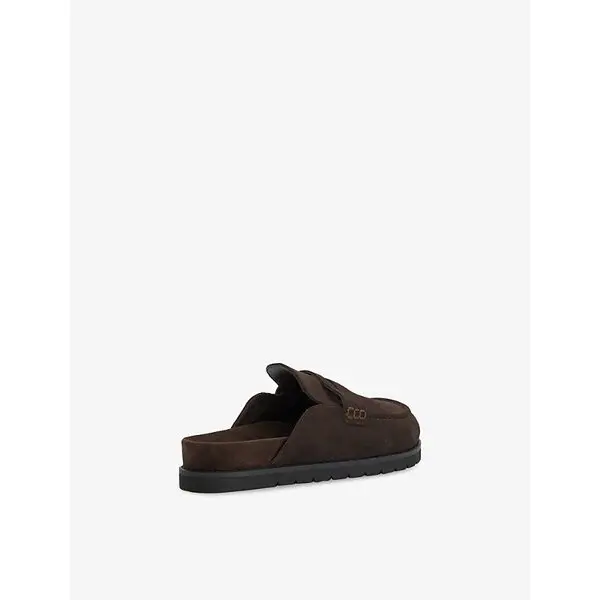 DUNE Suede Mule Loafers - Brown Suede