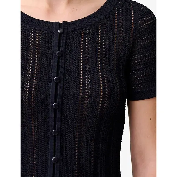 Claudie Pierlot Short-sleeve Crochet Top - Navy