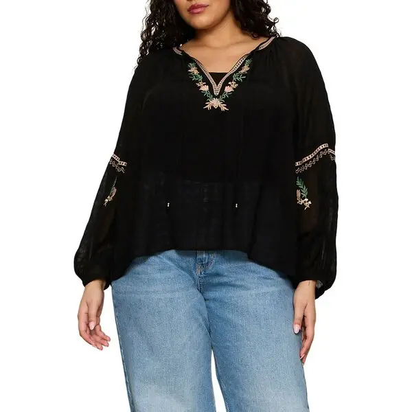 Sanctuary Embroidered Peasant Top