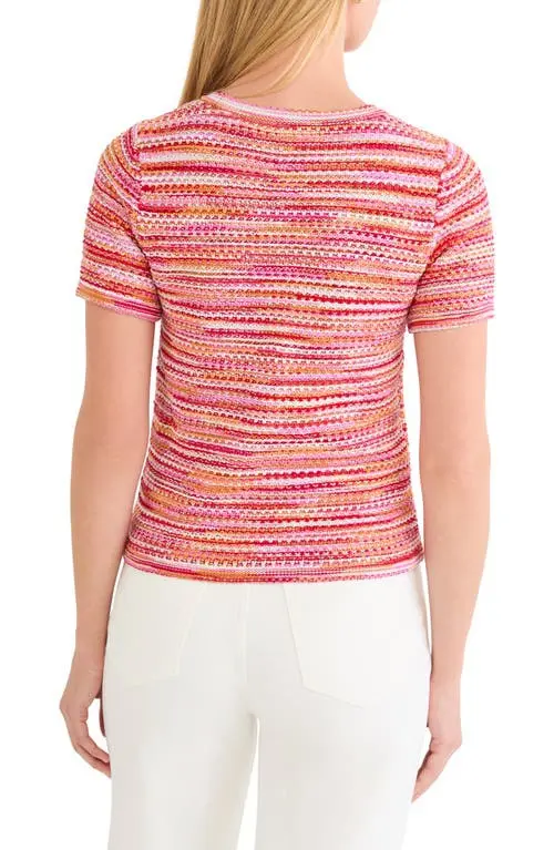 NIC+ZOE Space Dye Tuck Stitch Sweater - Red Multi