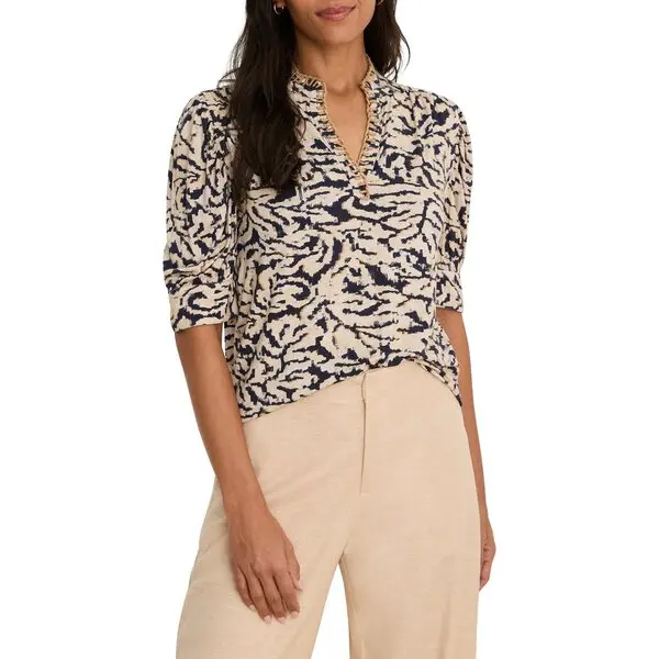 NIC+ZOE Contrast Swirl Top - Neutral Multi