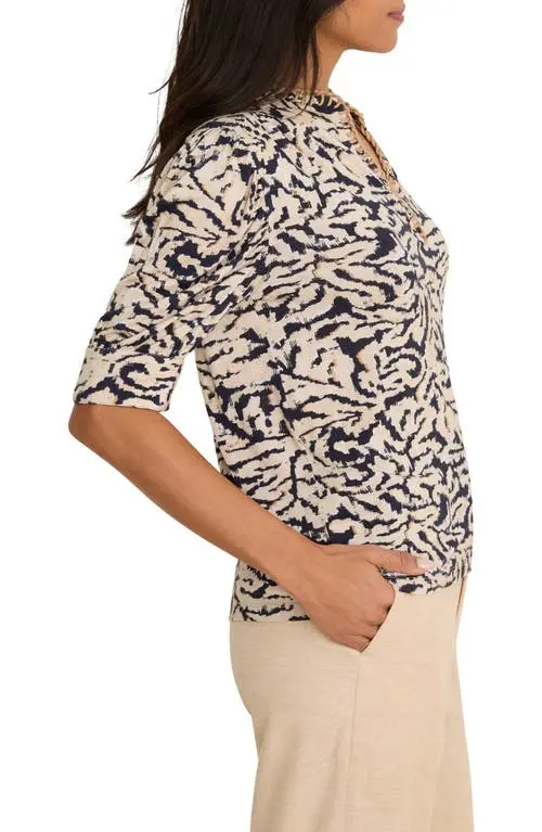 NIC+ZOE Contrast Swirl Top - Neutral Multi