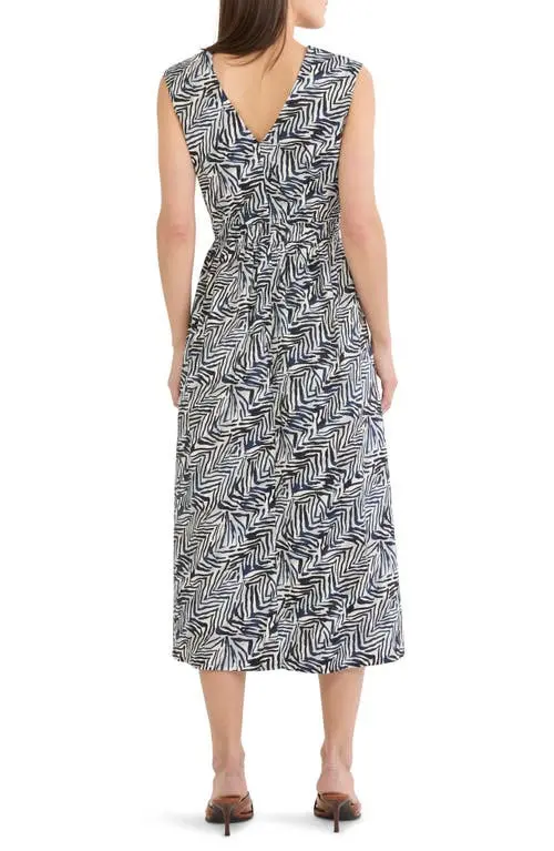 NIC+ZOE Inked Lines Sleeveless Midi Dress - Indigo Multi
