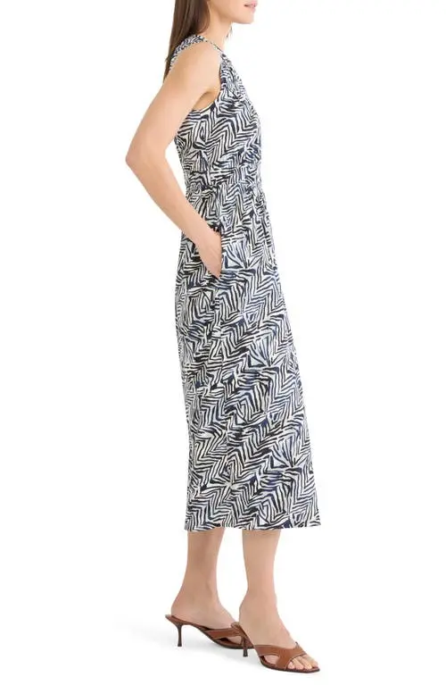 NIC+ZOE Inked Lines Sleeveless Midi Dress - Indigo Multi