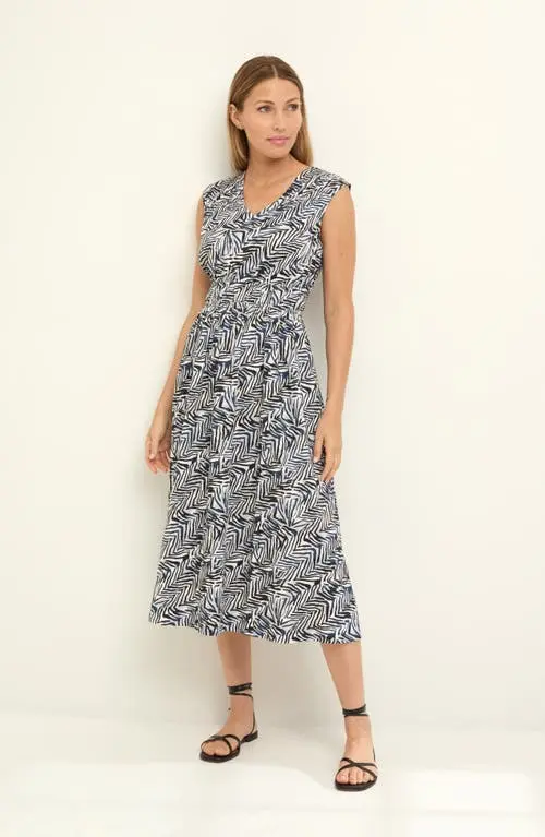 NIC+ZOE Inked Lines Sleeveless Midi Dress - Indigo Multi