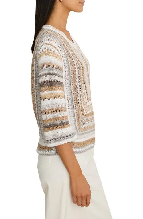 NIC+ZOE Pastiche Mix Stitch Sweater - Neutral Multi