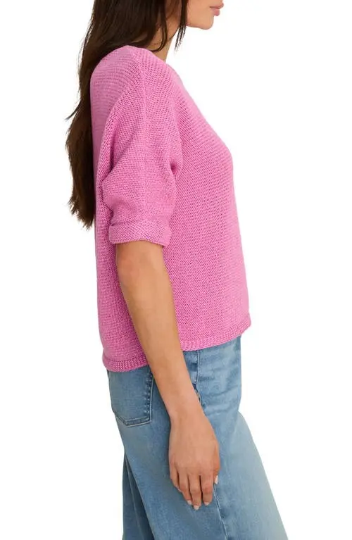 NIC+ZOE Roll Sleeve Boat Neck Sweater - Crocus
